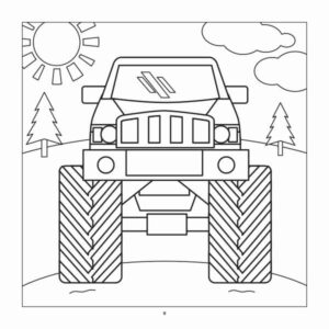 Monster Truck Coloring Book for Kids Ages 2-4 - Happy Little Llama