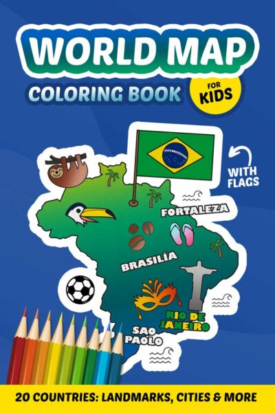 World Map Coloring Book for Kids - Happy Little Llama